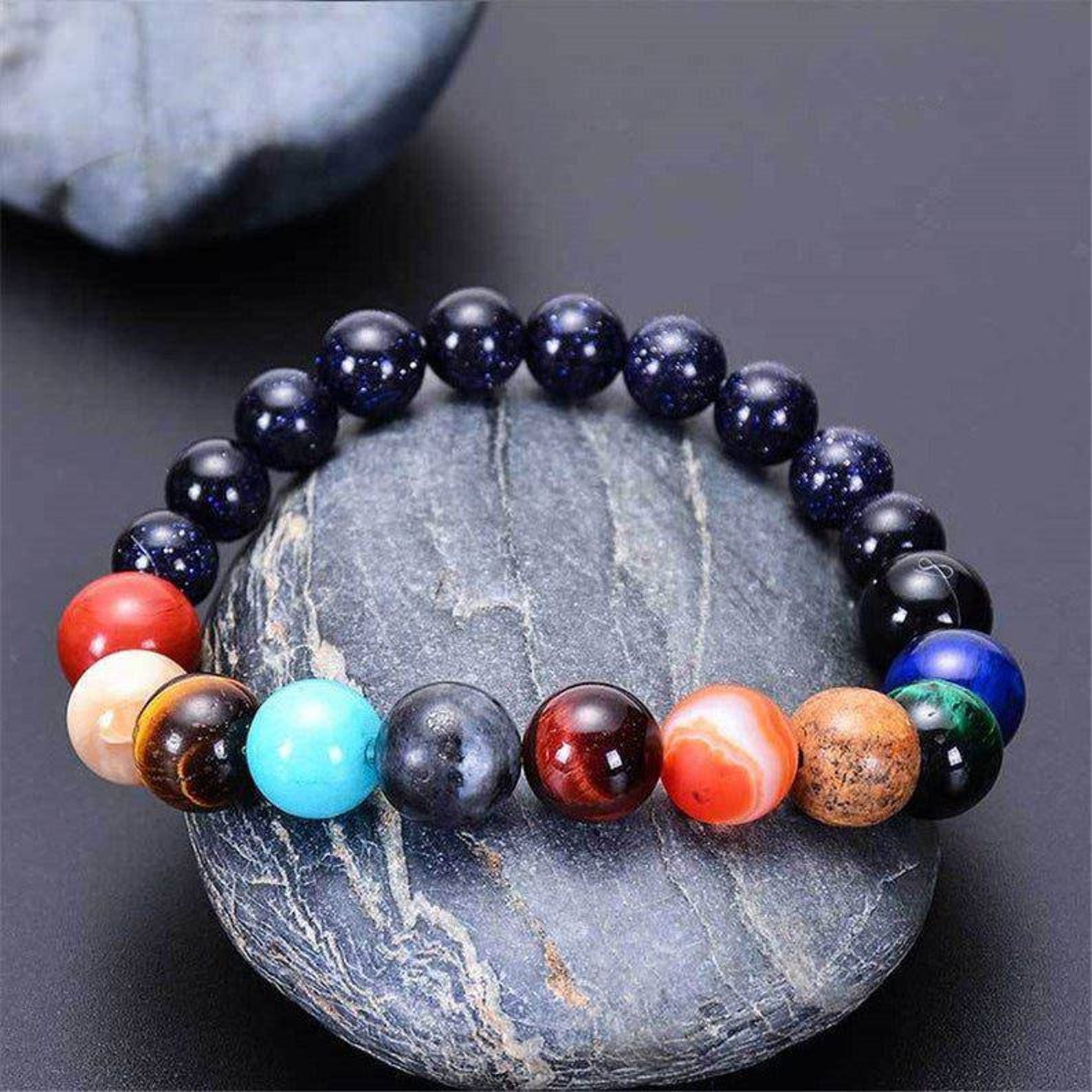 Eight Planets Bead Bracelet With Natural Stone Bracelet - Etsy