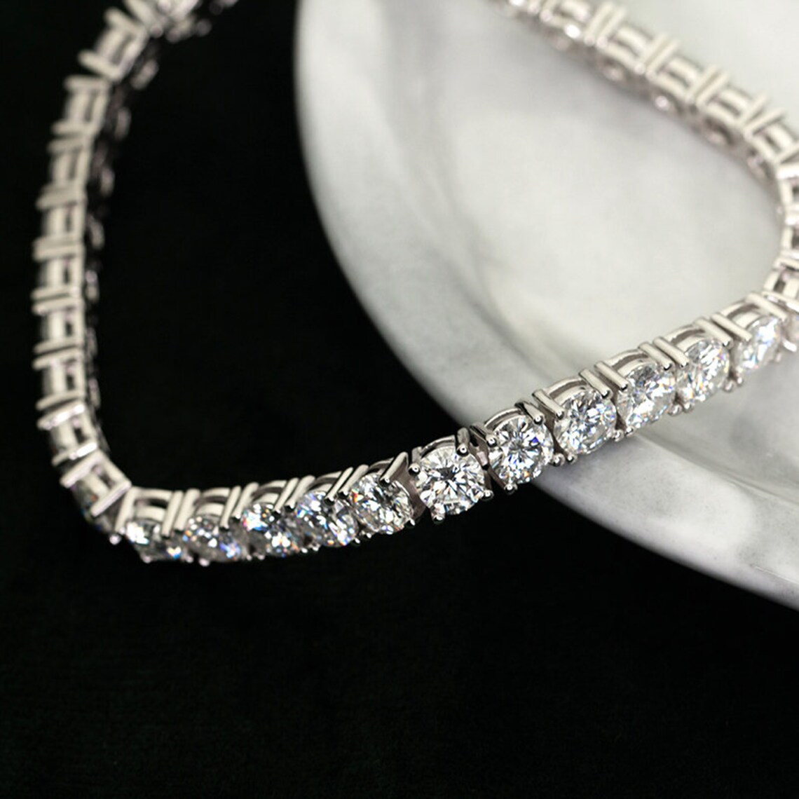 3mm Round Cut Luxurious Moissanite Tennis Bracelet With 925 Etsy