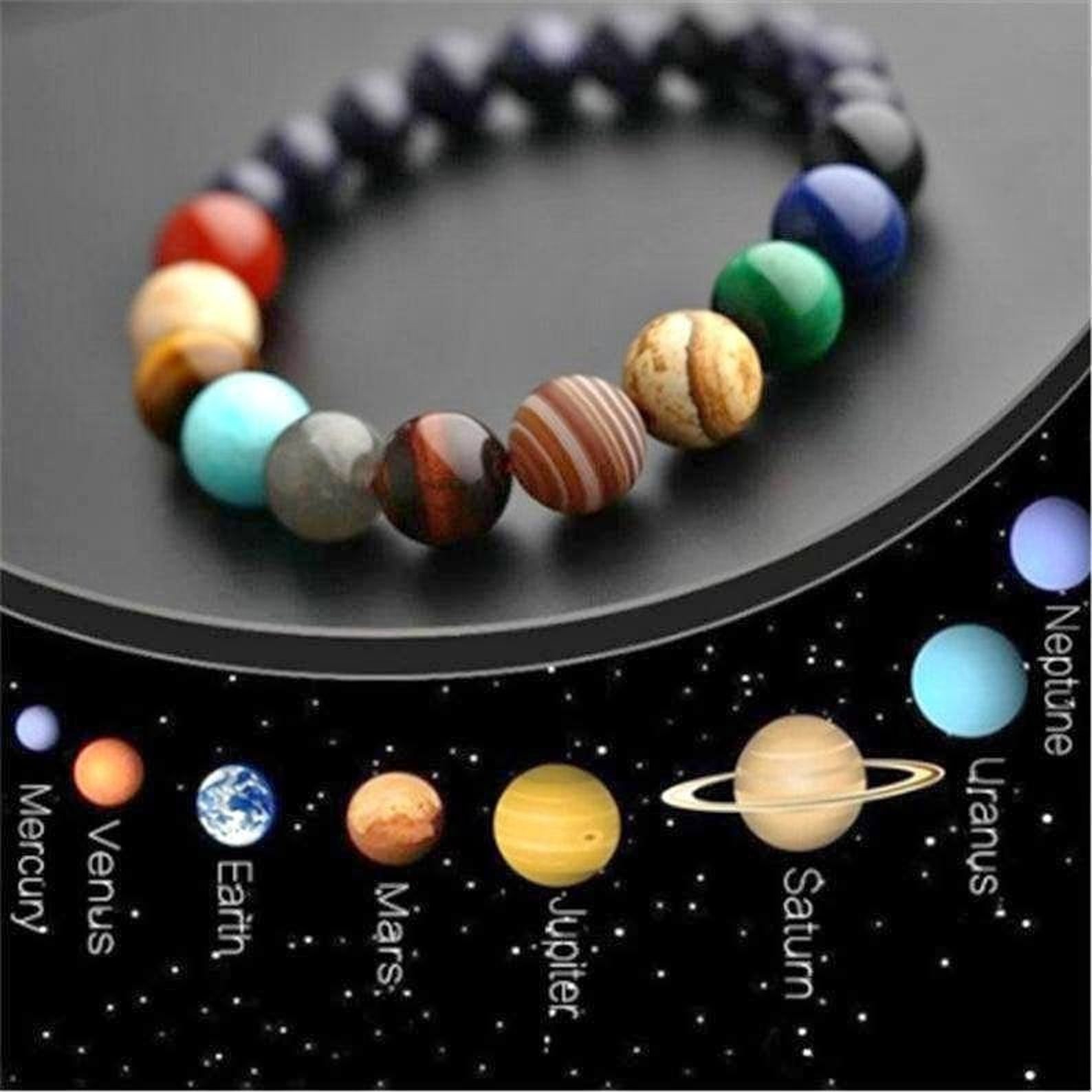 Eight Planets Bead Bracelet With Natural Stone Bracelet - Etsy