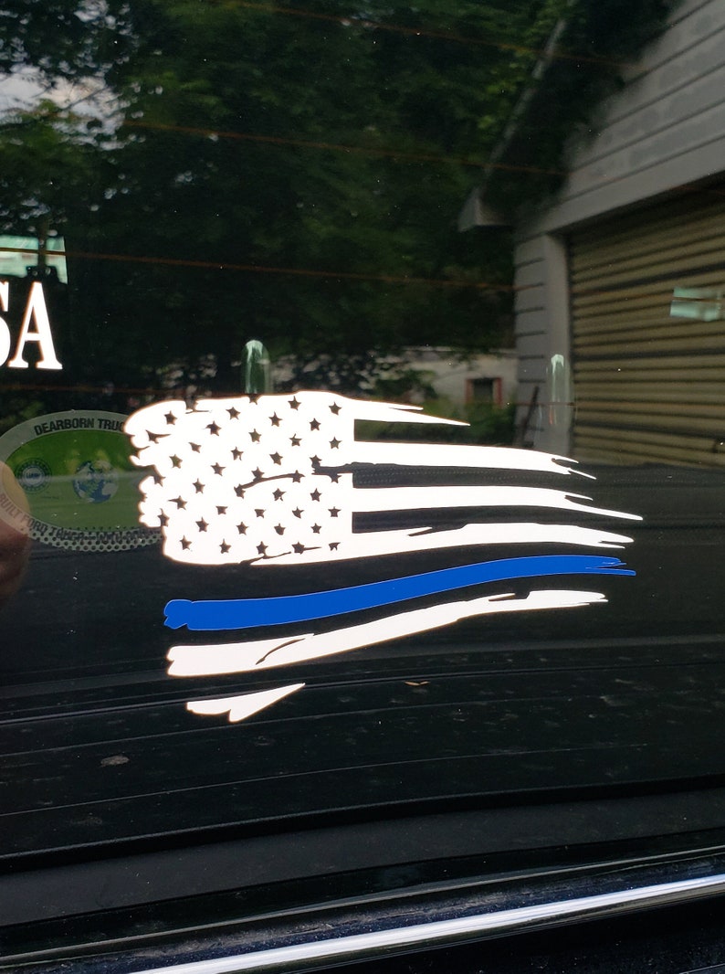 Thin Blue Line American Flag Decal - Etsy