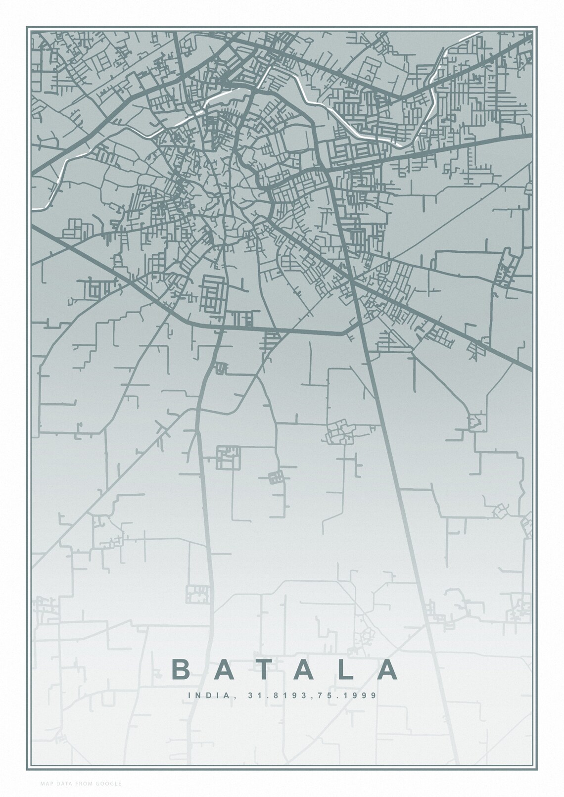 Batala Map framed Punjab Map Printable Poster Framed Poster | Etsy