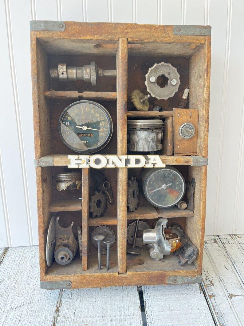 Vintage Art Honda Parts in Wooden Crate Assemblage 1970s Collage - Etsy