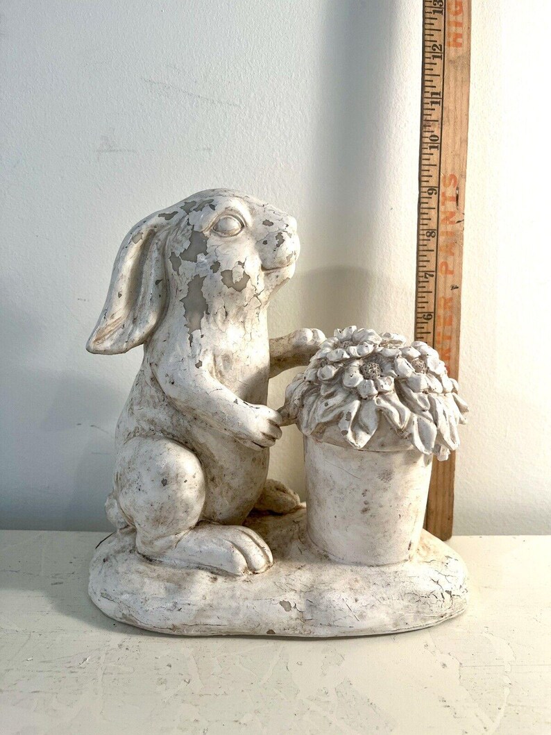 Vintage Resin Bunny Garden Statue White 9 Yard Art Rabbit - Etsy