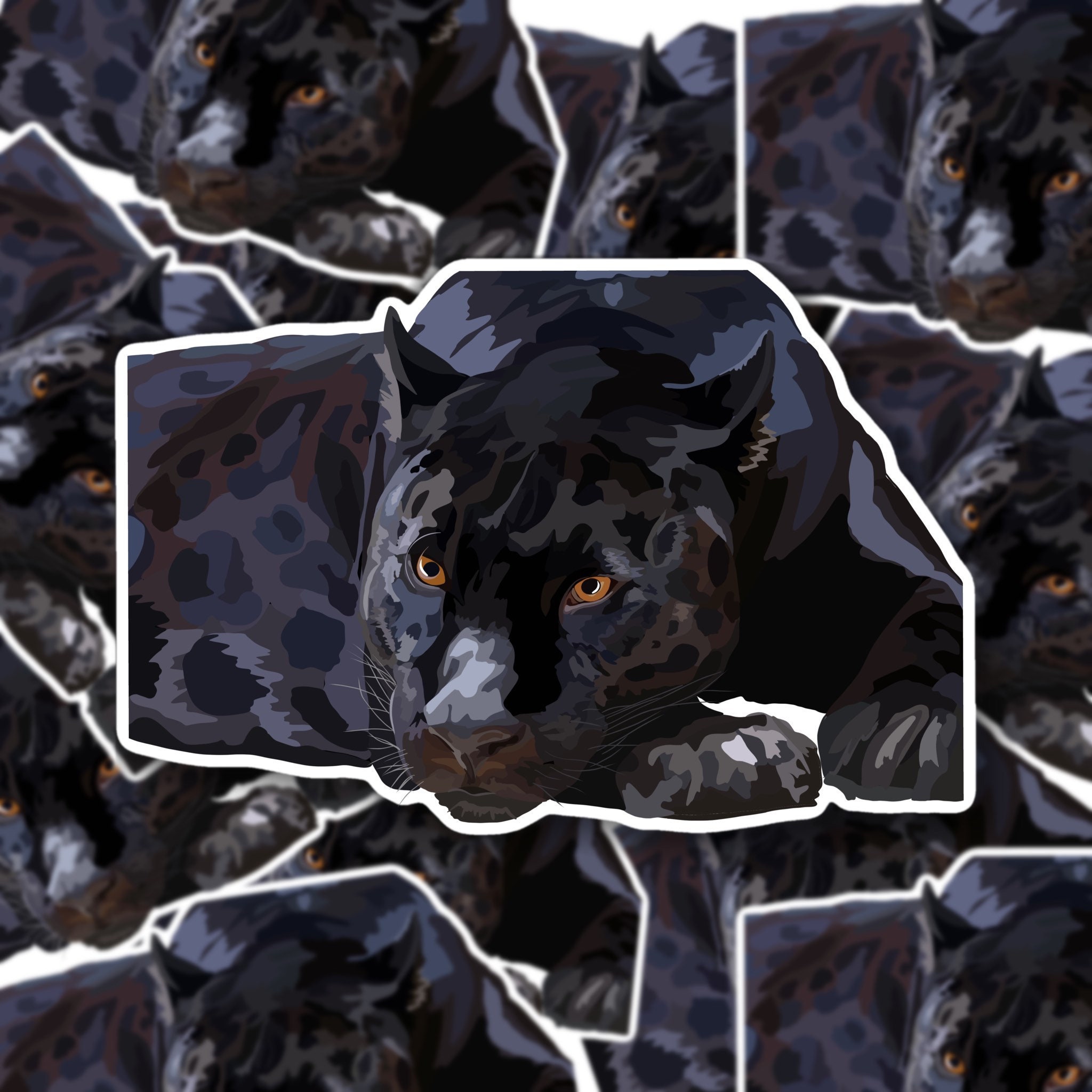 Black panther sticker colourful art sticker animal art | Etsy