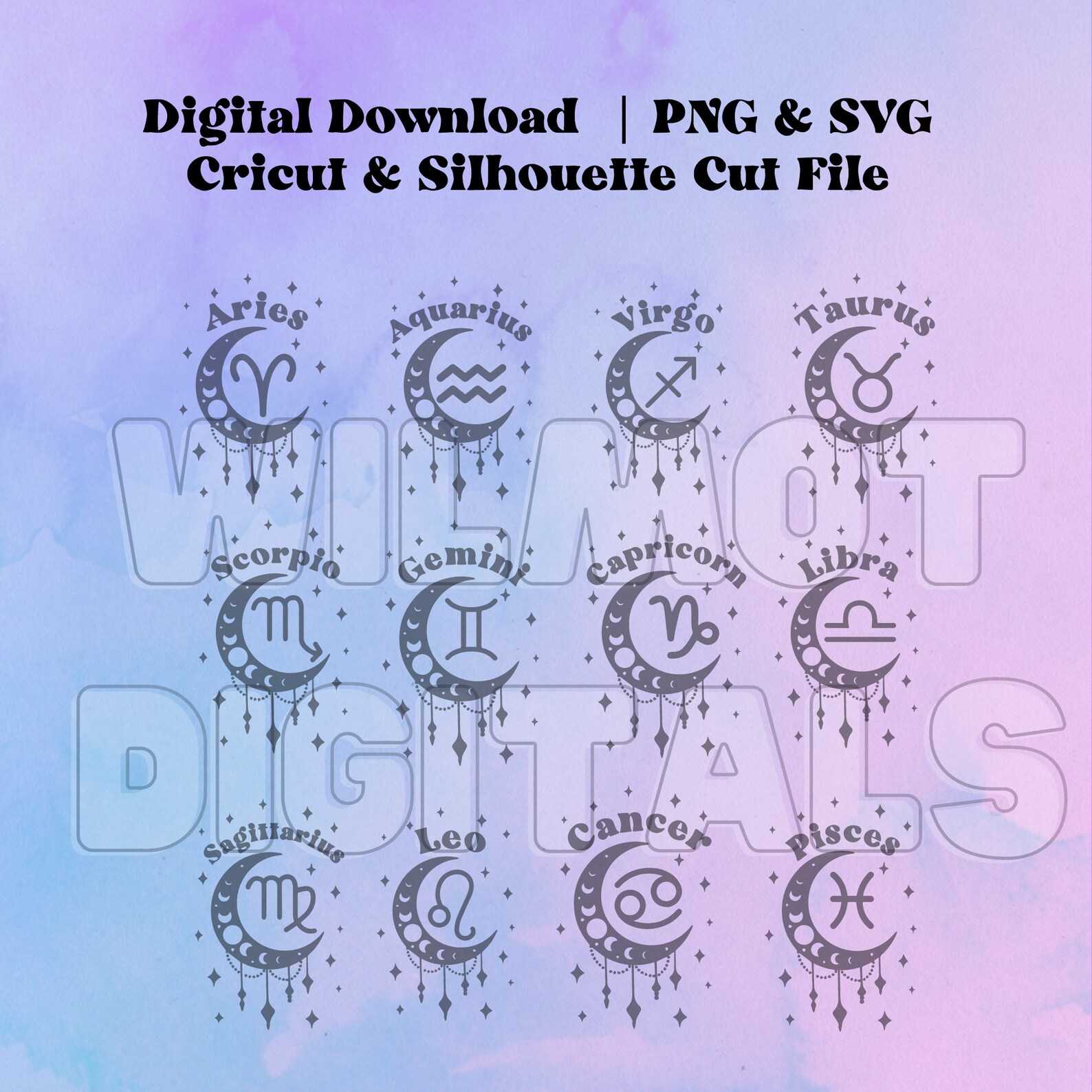 Zodiac Cut Files Mega Pack SVG Cricut Cut File Zodiac Digital Files ...
