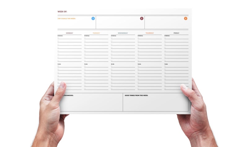 Printable Five-day Weekly Planner Instant Download Monday - Etsy