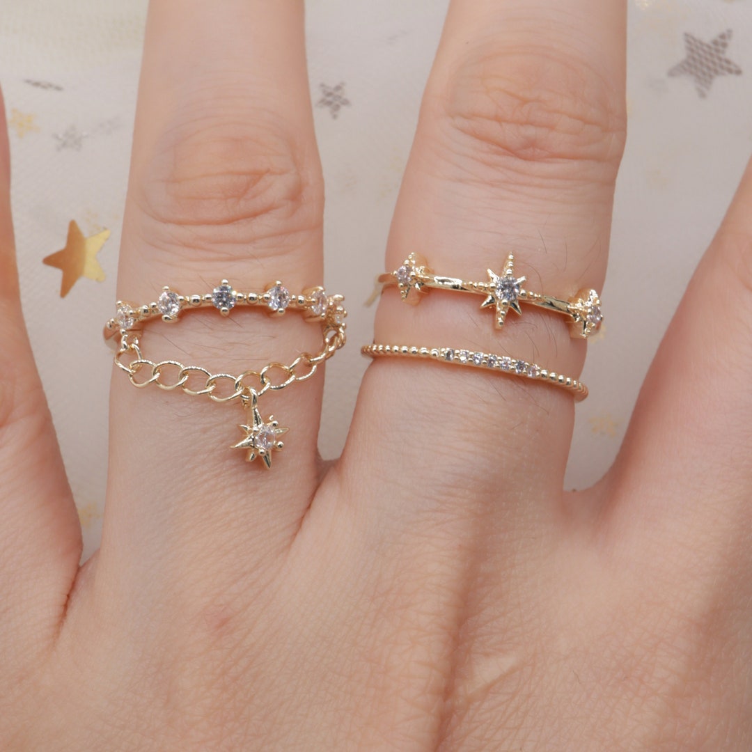 Star Ring Ring Set Gold Star Rings Star Ring Set Stackable - Etsy