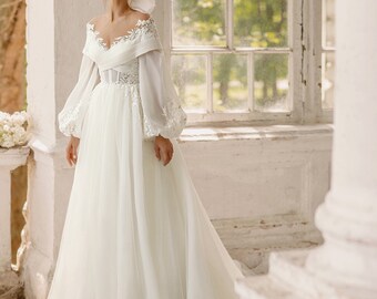 Bishop Sleeve Wedding Dress - Etsy