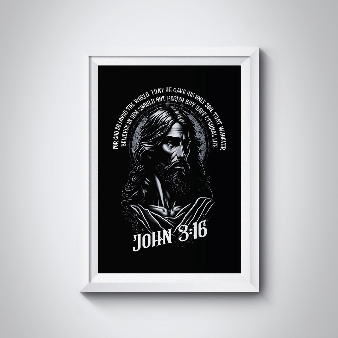 John 316 Bible Verse Wall Art Digital Print Printable Poster Download ...