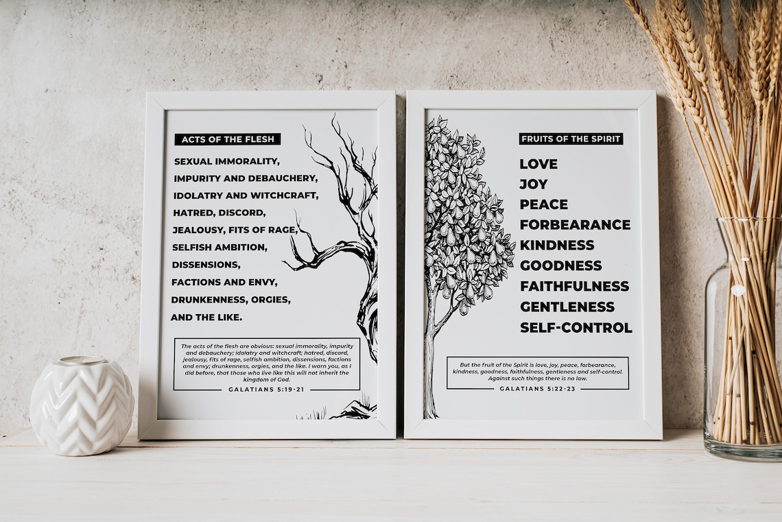 Fruits of the Spirit, Acts of the Flesh Print: Galatians 5 (digital ...