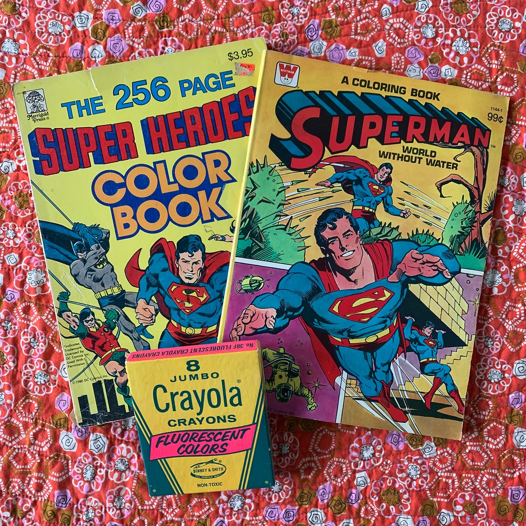 Vintage Crayons & Superman Coloring Books Gift Pack - Etsy