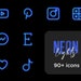 Blue NEON Ios Icon Pack Aesthetic Iphone Ios 14 Realistic - Etsy