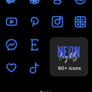 Blue NEON Ios Icon Pack Aesthetic Iphone Ios 14 Realistic - Etsy