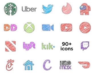 Doodle Theme App Icons - Etsy UK