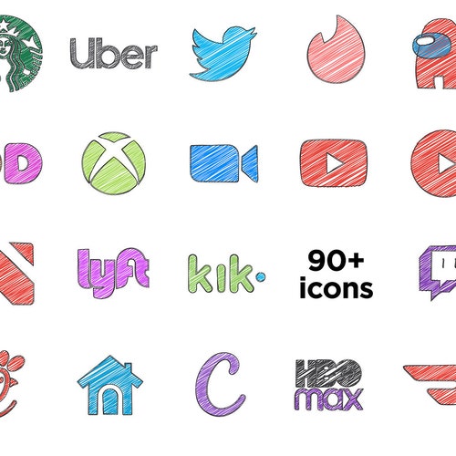 Doodle Theme App Icons | Etsy