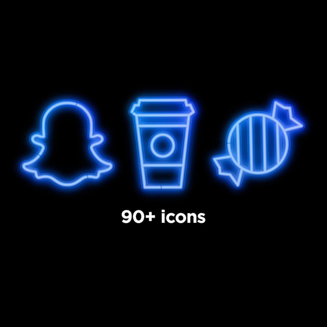 Blue NEON Ios Icon Pack Aesthetic Iphone Ios 14 Realistic - Etsy