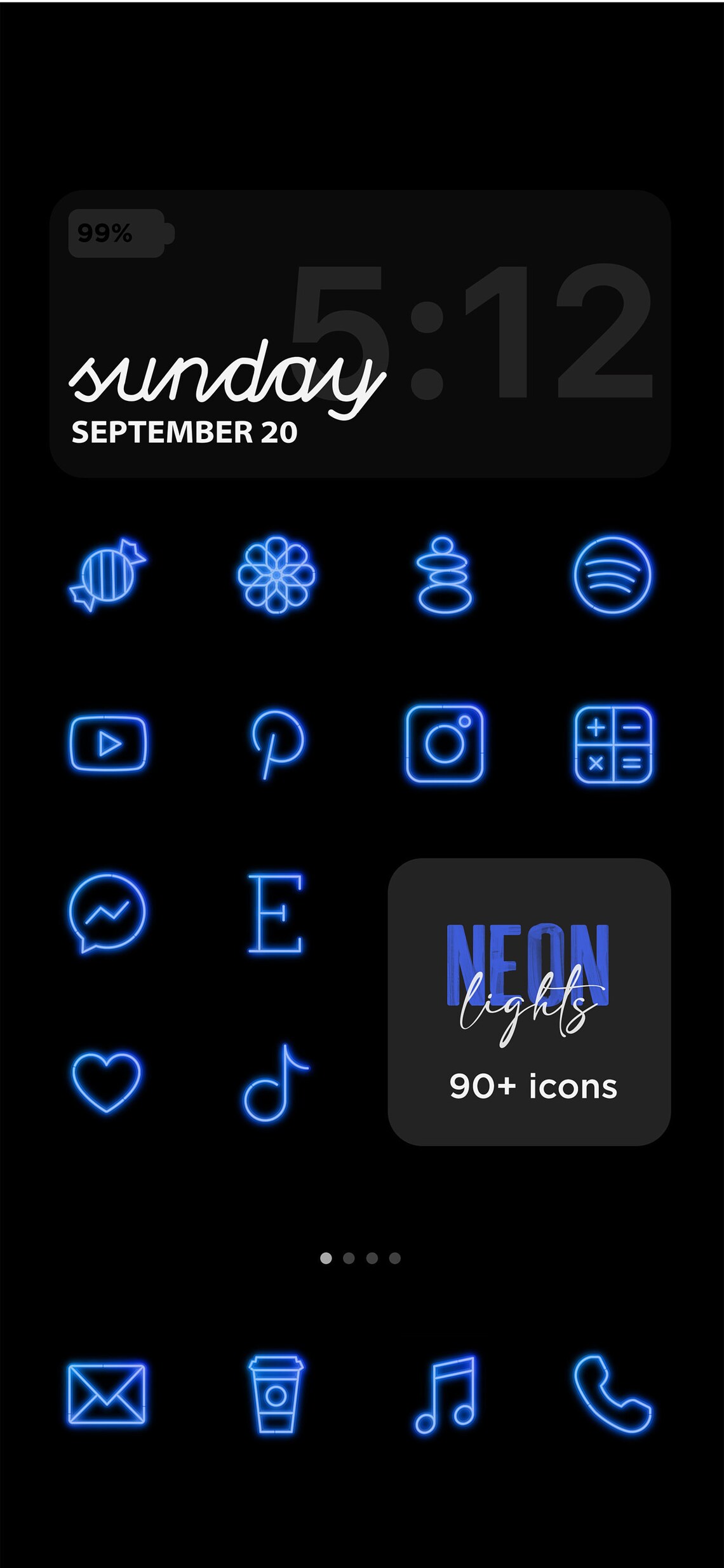 Blue NEON Ios Icon Pack Aesthetic Iphone Ios 14 Realistic - Etsy