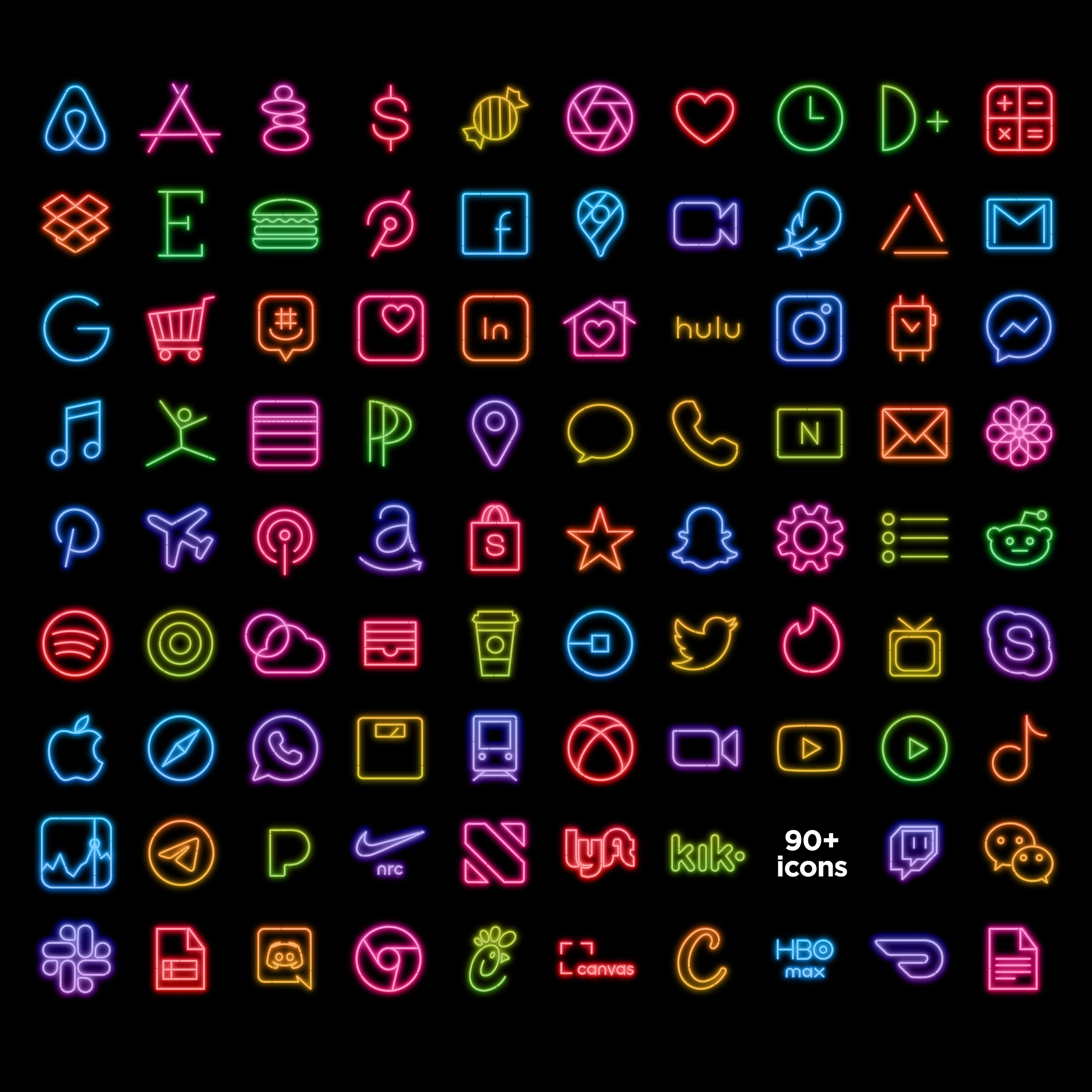 NEON Ios Icon Pack Aesthetic Iphone Ios 14 Assorted Colors - Etsy