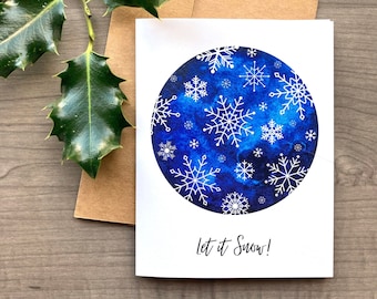 Let It Snow Snowflake Christmas Cards-set of 8-snowflakes/silver ...
