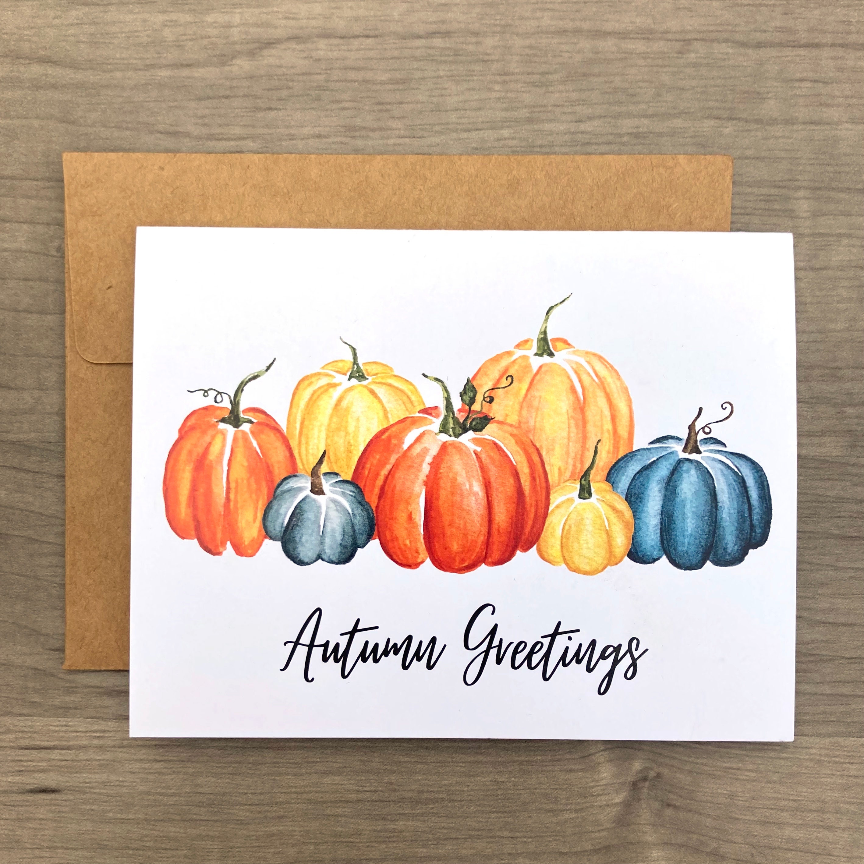 Watercolor Pumpkin Cards, Fall Card Set, Autumn Note Cards, Pumpkin ...