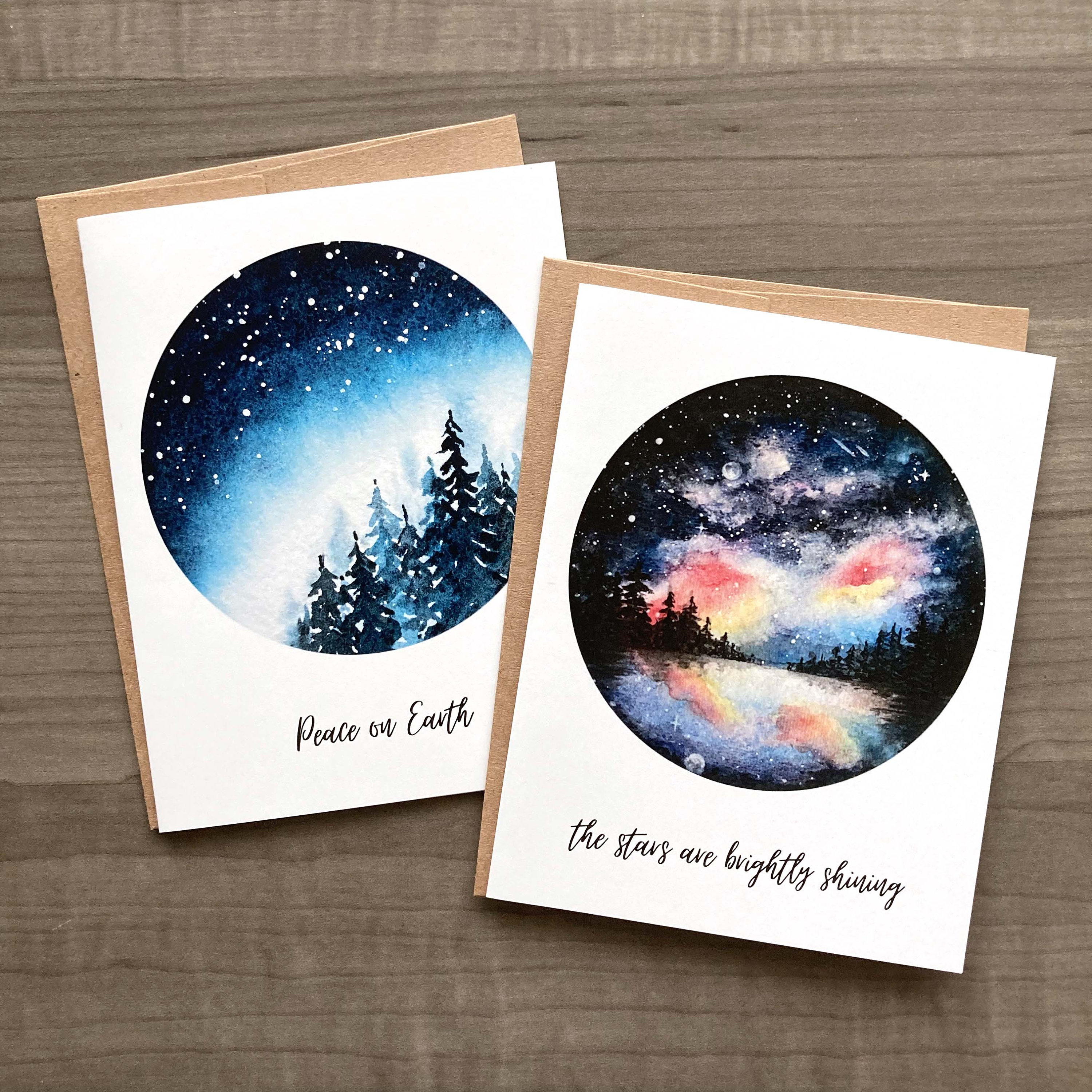 Winter Scene Cards, Watercolor Christmas Cards, Holiday Notecards ...