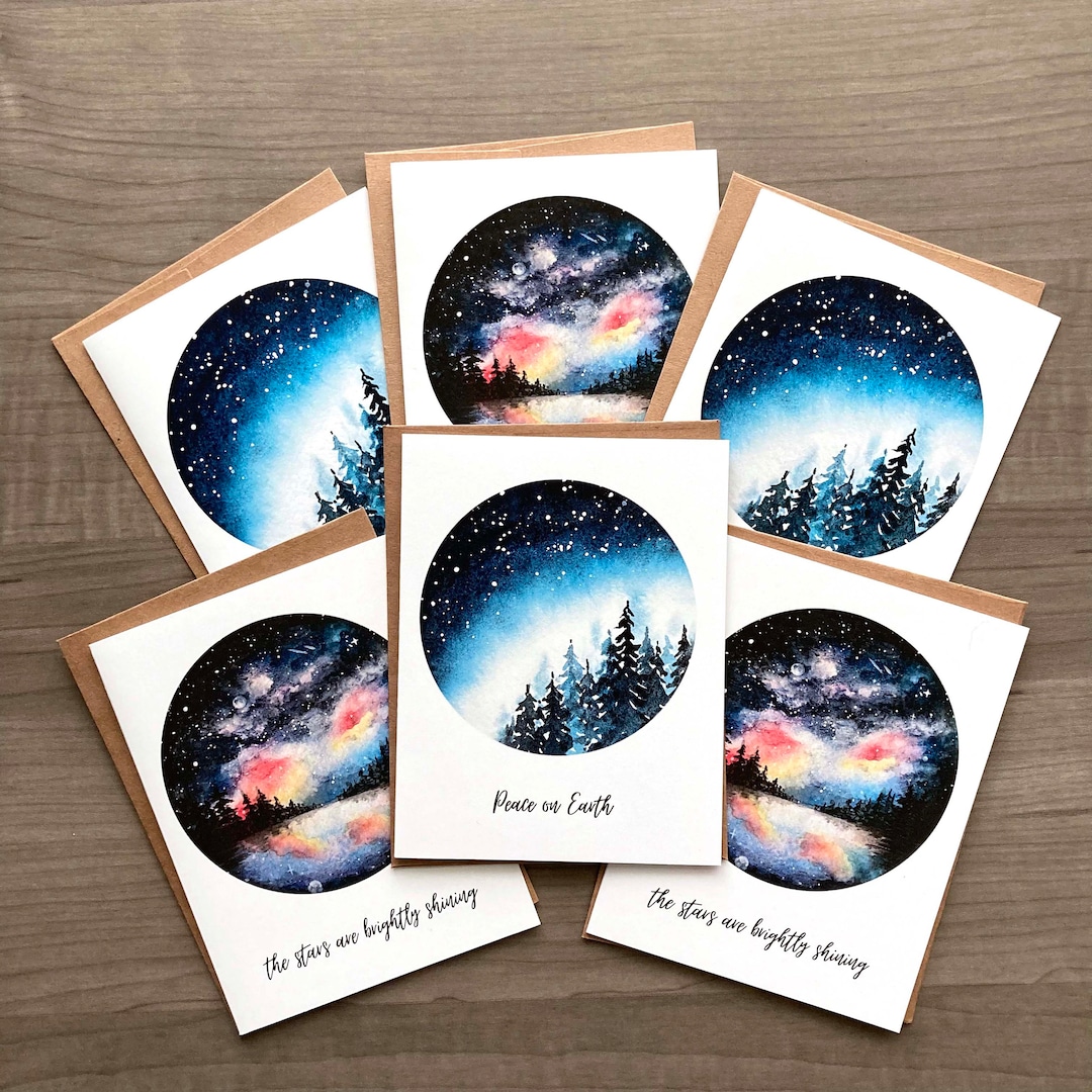 Winter Scene Cards, Watercolor Christmas Cards, Holiday Notecards ...