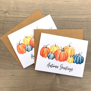 Watercolor Pumpkin Cards, Fall Card Set, Autumn Note Cards, Pumpkin ...