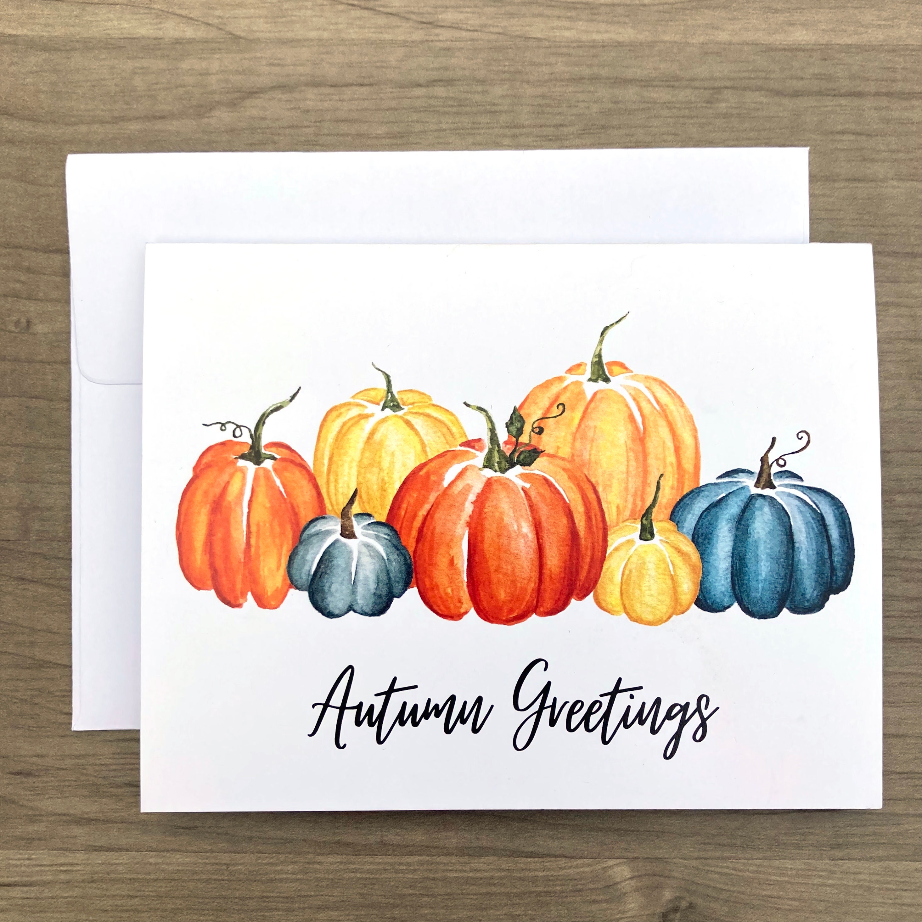 Watercolor Pumpkin Cards, Fall Card Set, Autumn Note Cards, Pumpkin ...