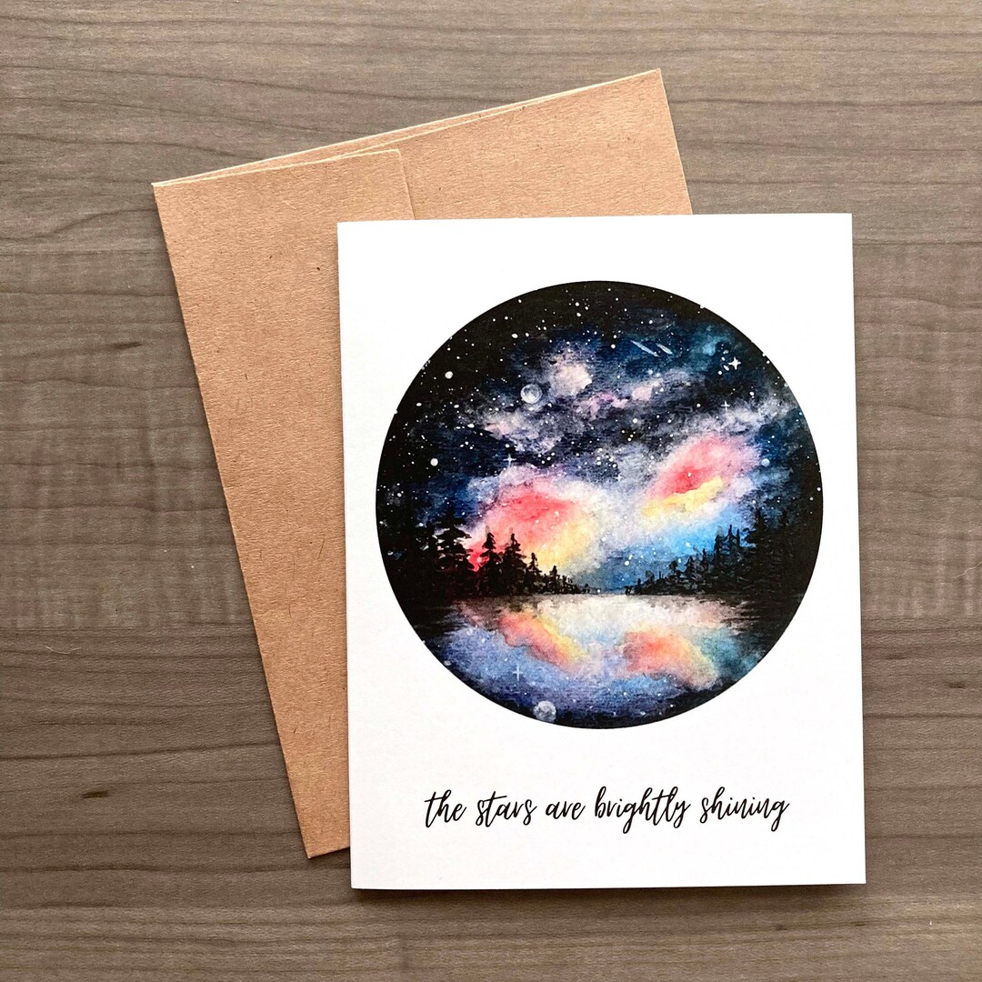 Set of 6, Celestial Christmas Cards, Watercolor Christmas Cards, Blank ...