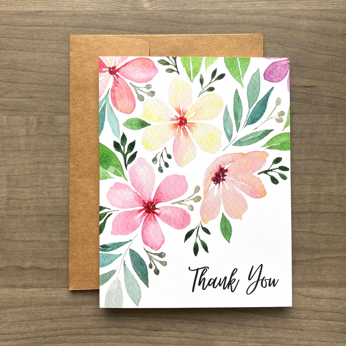 Flower Thank You Notes, Calligraphy Cards, Watercolor Notecard Set ...