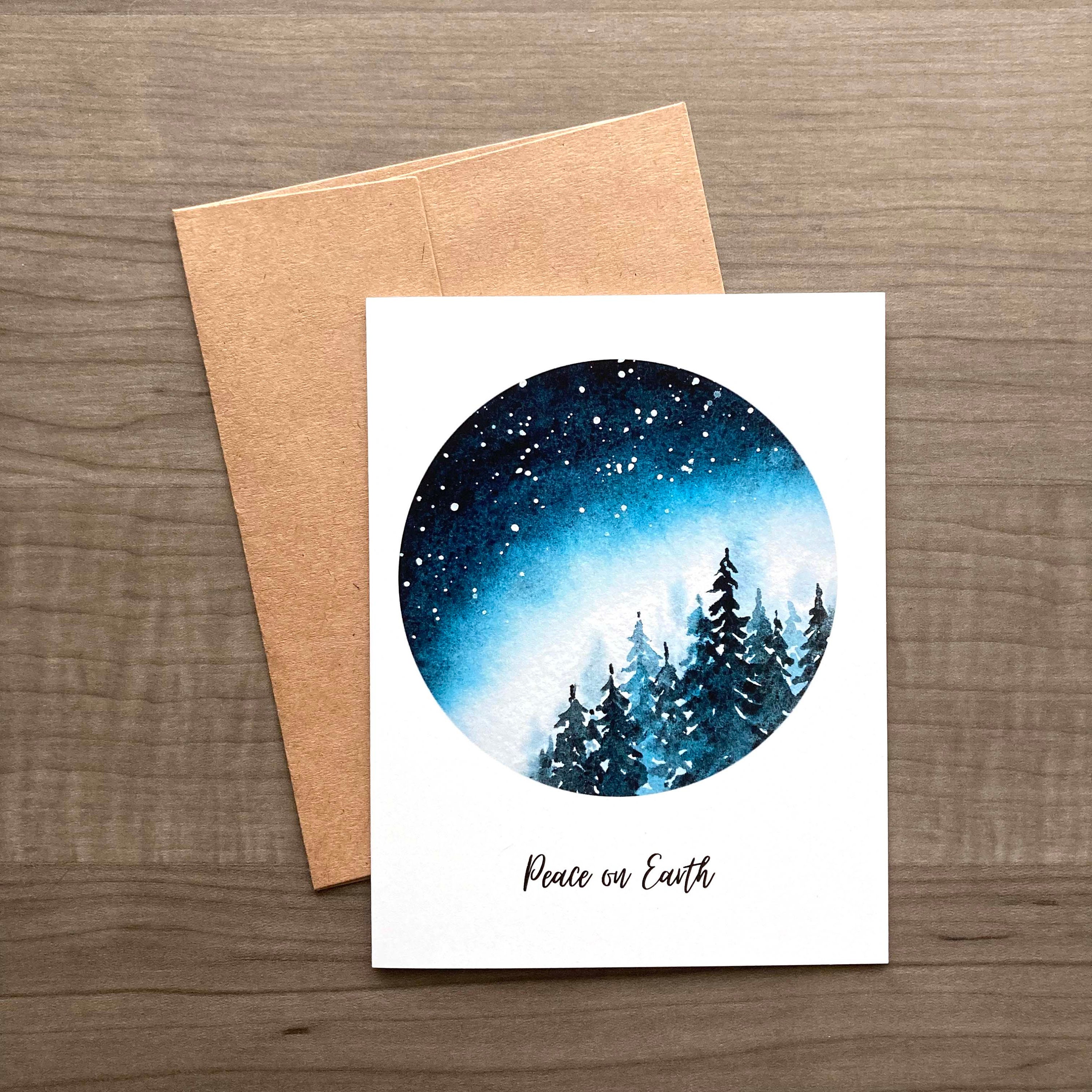 Winter Scene Cards, Watercolor Christmas Cards, Holiday Notecards ...