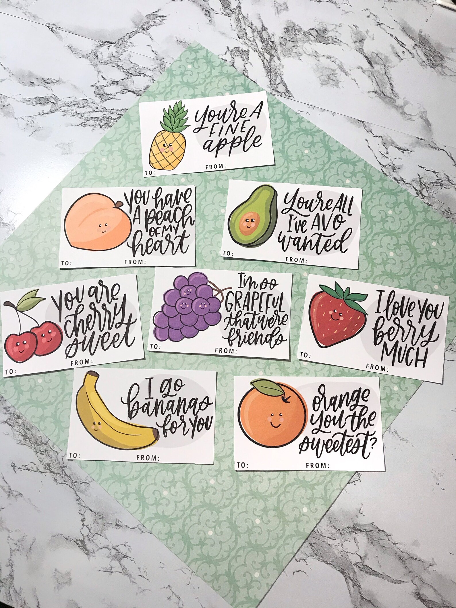 Fruity Pun Valentines, Printable Valentines for School, Classroom ...