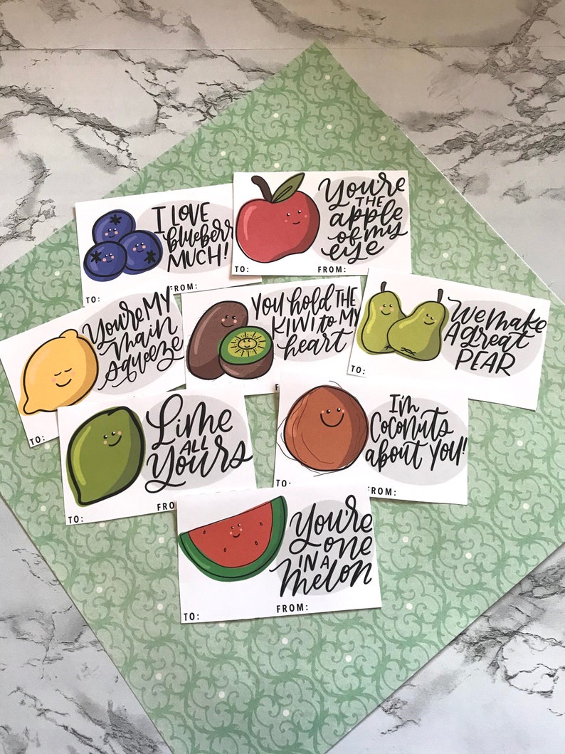 Fruity Valentine Card Printables | Valentine Tags for School, Kids ...