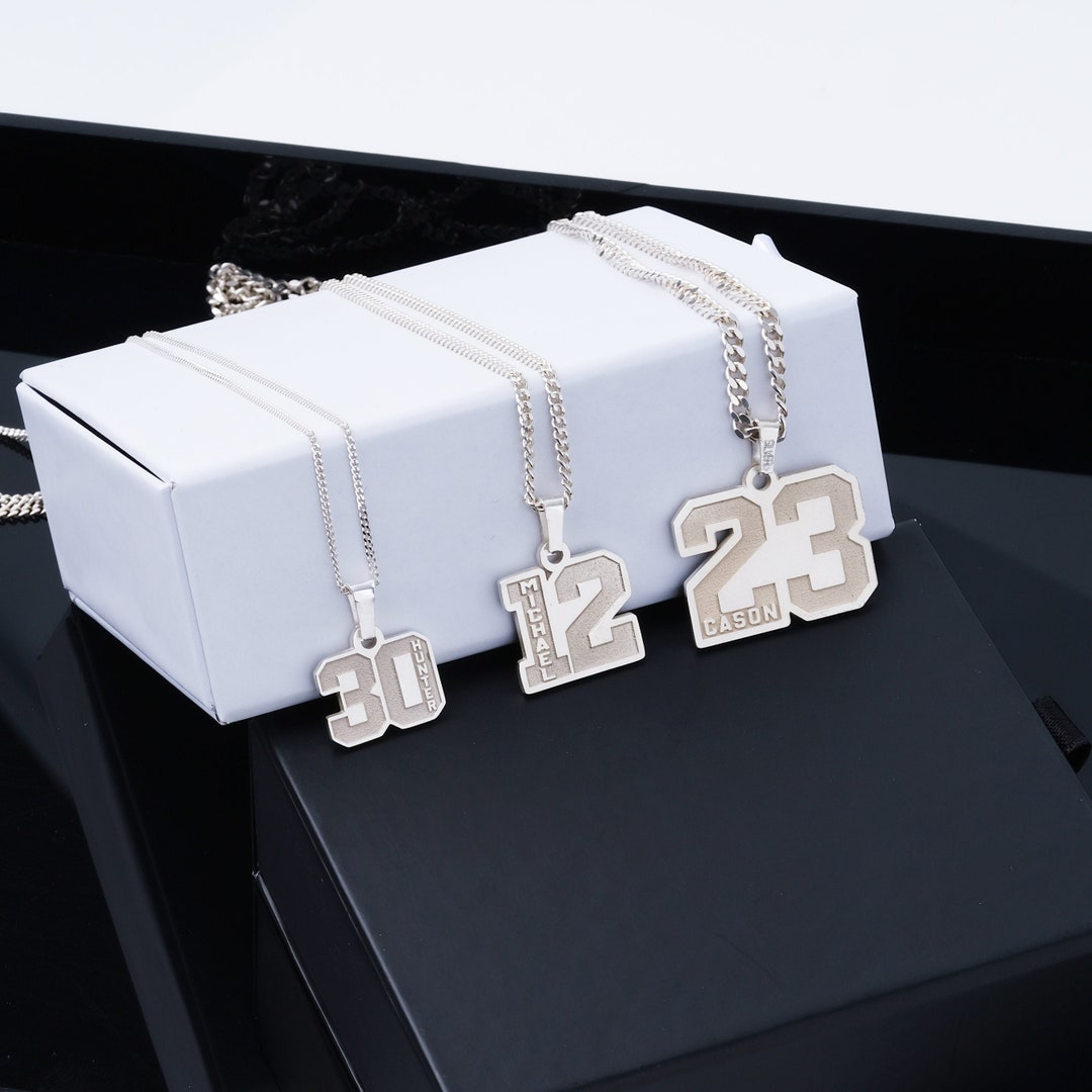 Sport Number Necklace, Engraved Sport Number Necklace, Customizable ...