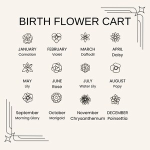 14k Gold Family Birth Flower Necklace, Multiple Birth Flower Necklace ...