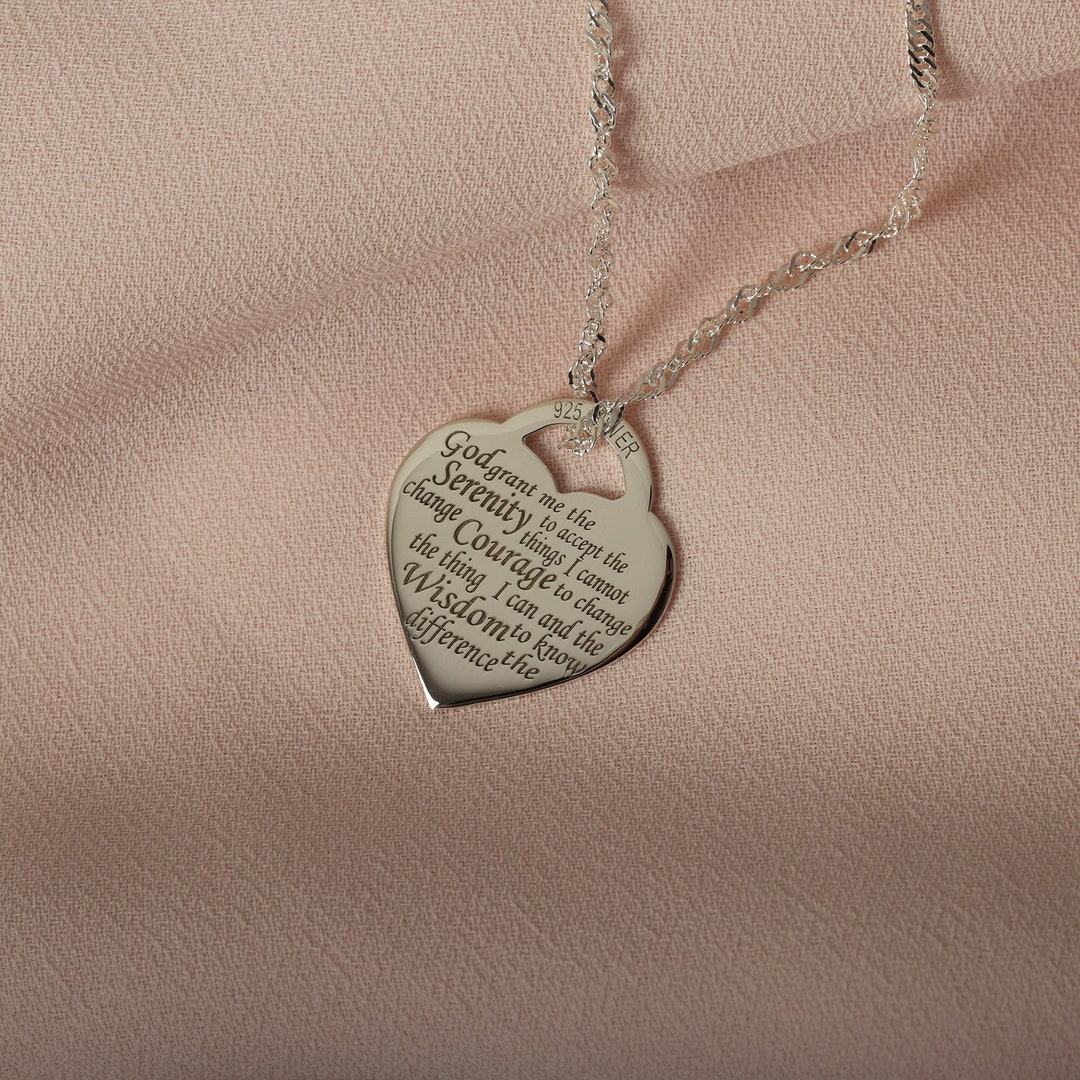 Serenity Prayer Necklace With Heart Shape, Serenity Prayer Charm, God ...