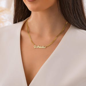 14k Gold Name Necklace With Curb Chain for Women, Personalized Gift ...