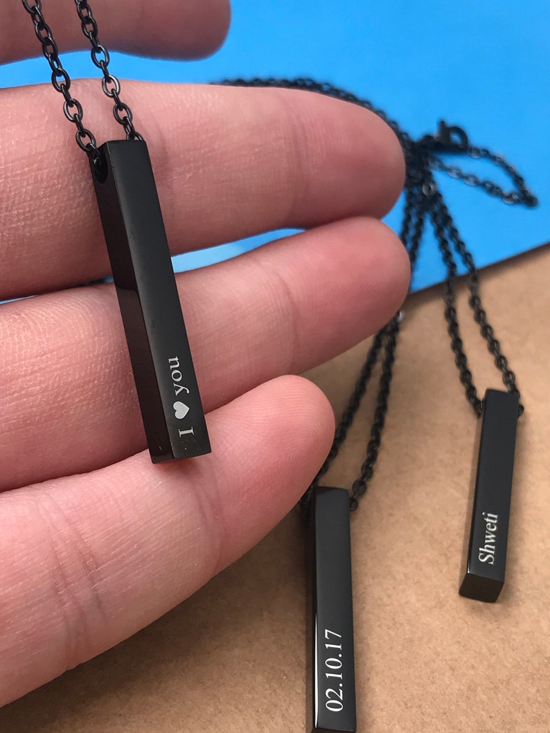 Men's Necklace Black Bar Necklace Men's Jewelry | Etsy