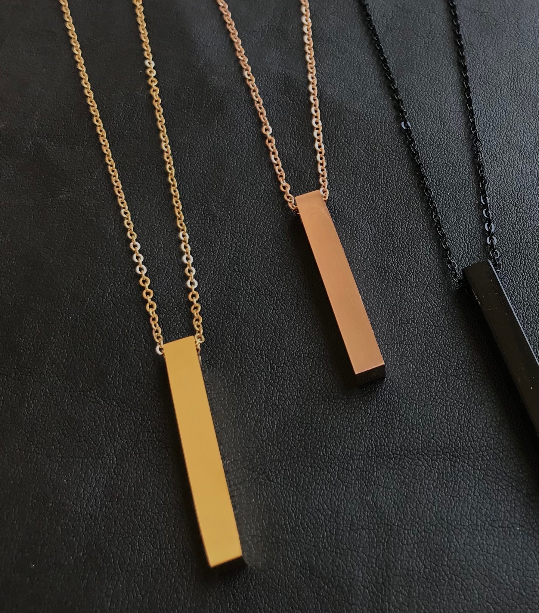 Gold Bar Necklace Personalized Bar Necklace Engraved Bar | Etsy