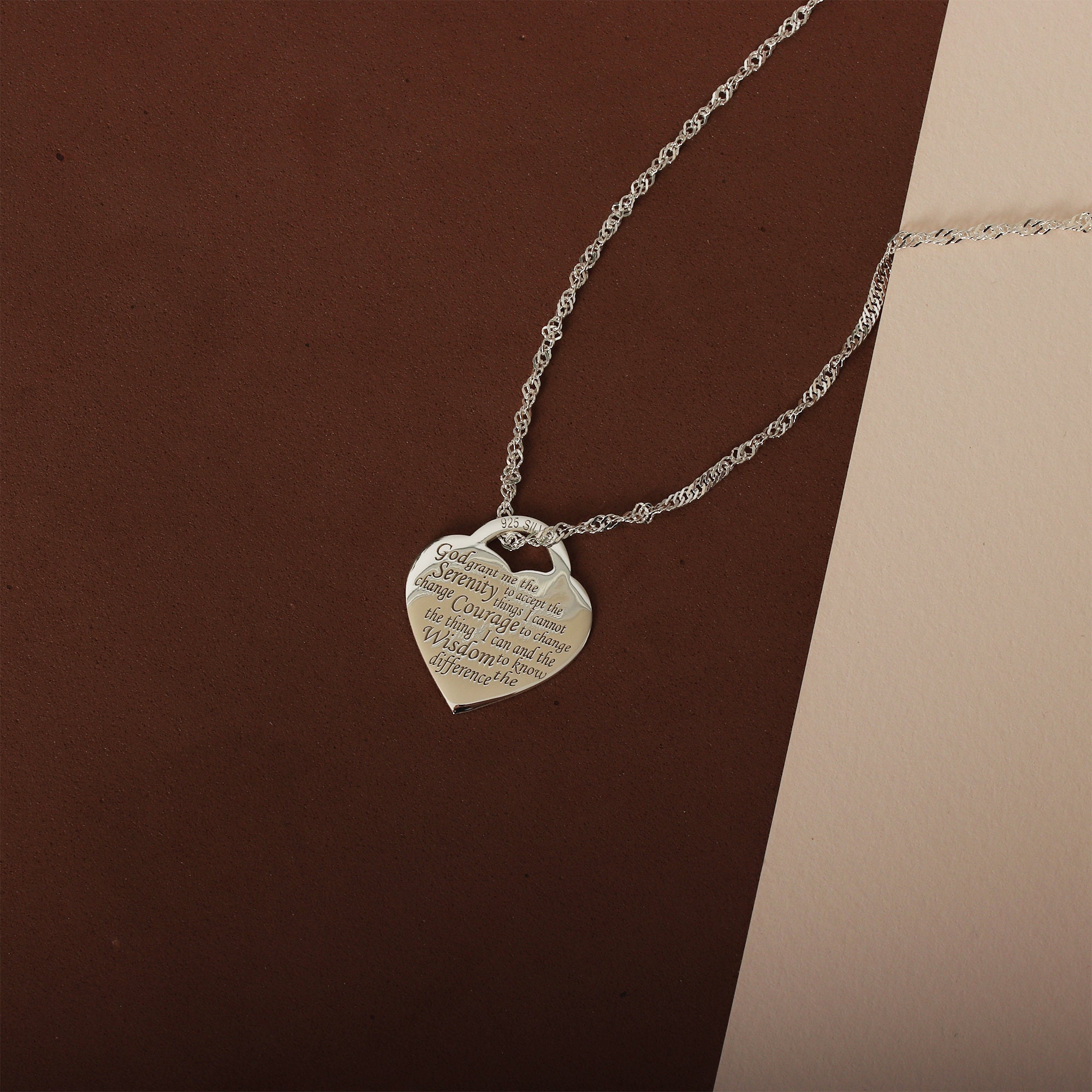 Serenity Prayer Necklace With Heart Shape, Serenity Prayer Charm, God ...