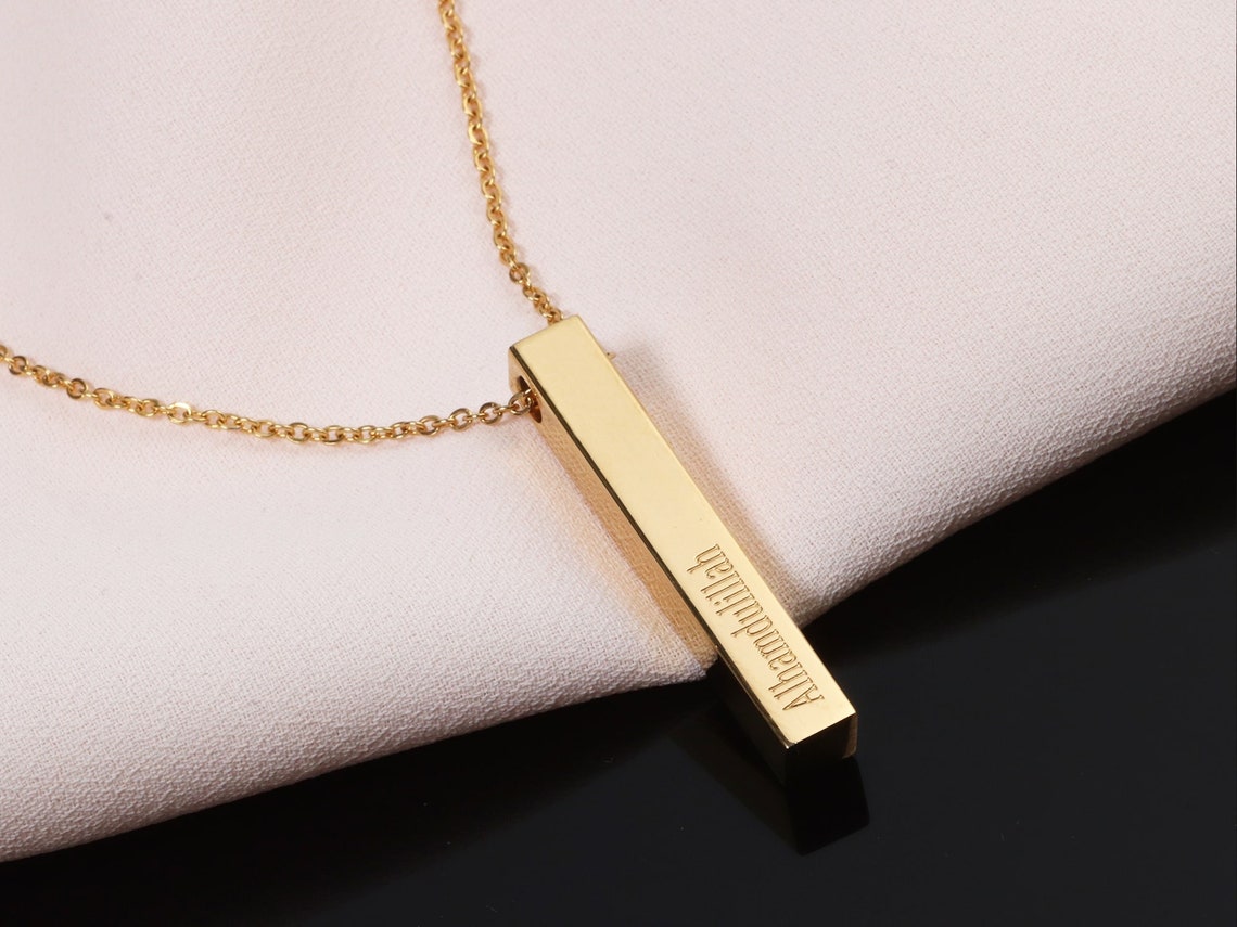 Gold Bar Necklace Personalized Bar Necklace engraved Bar - Etsy