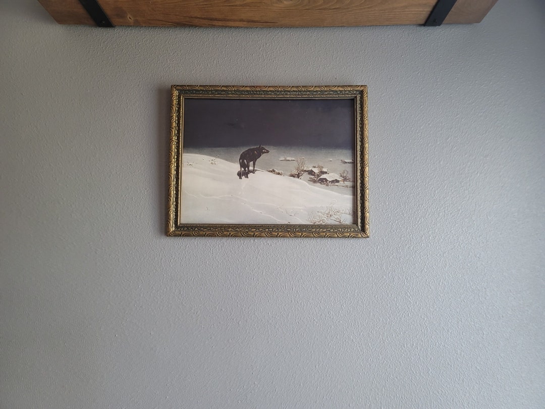 Vintage Framed Lone Wolf Print by Victor Kowalski - Etsy