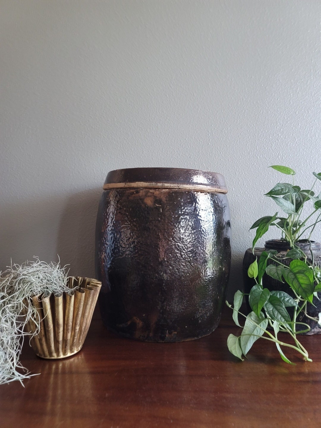 Vintage Large Salt Glazed Ceramic Food Preservation Storage Container ...