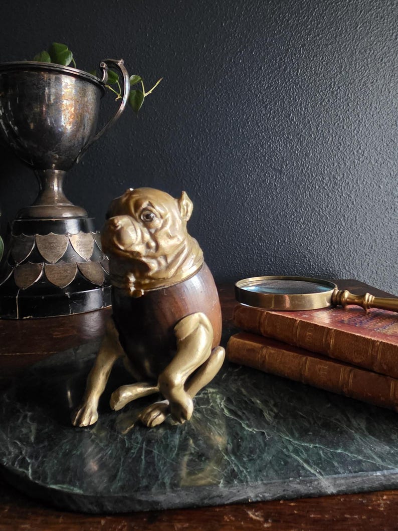 RESERVED FOR LORENZO -- Vintage Arthur Court Pug Cast Brass and Wood ...