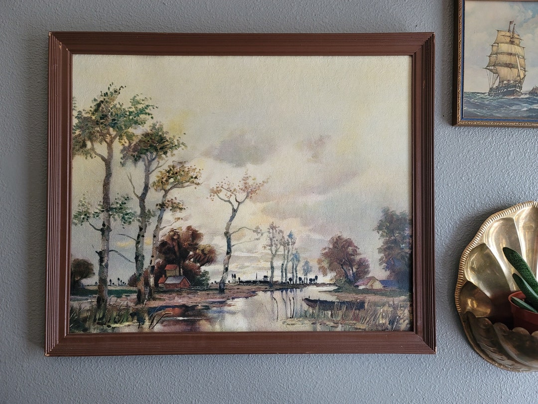 Vintage Scenic Landscape Art Textured Lithograph - Etsy