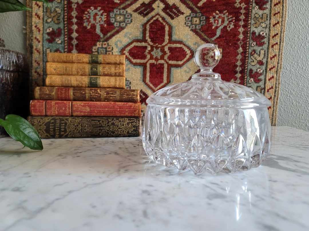 Vintage Crystal Lidded Storage Vessel - Etsy
