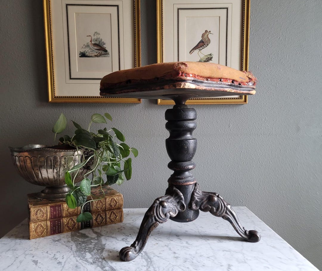 Antique Ornate Cast Iron and Wood Adjustable Height Piano Stool - Etsy