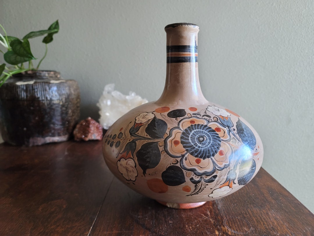 Vintage Tonala Floral Burnished Pottery Jug - Etsy