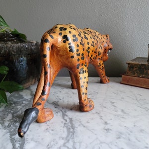 Vintage Leather and Paper Mache Folk Art Cheetah Sculpture - Etsy