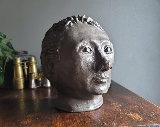 Vintage Pottery Male Sculptural Head Bust - Figural Statue Head - Etsy